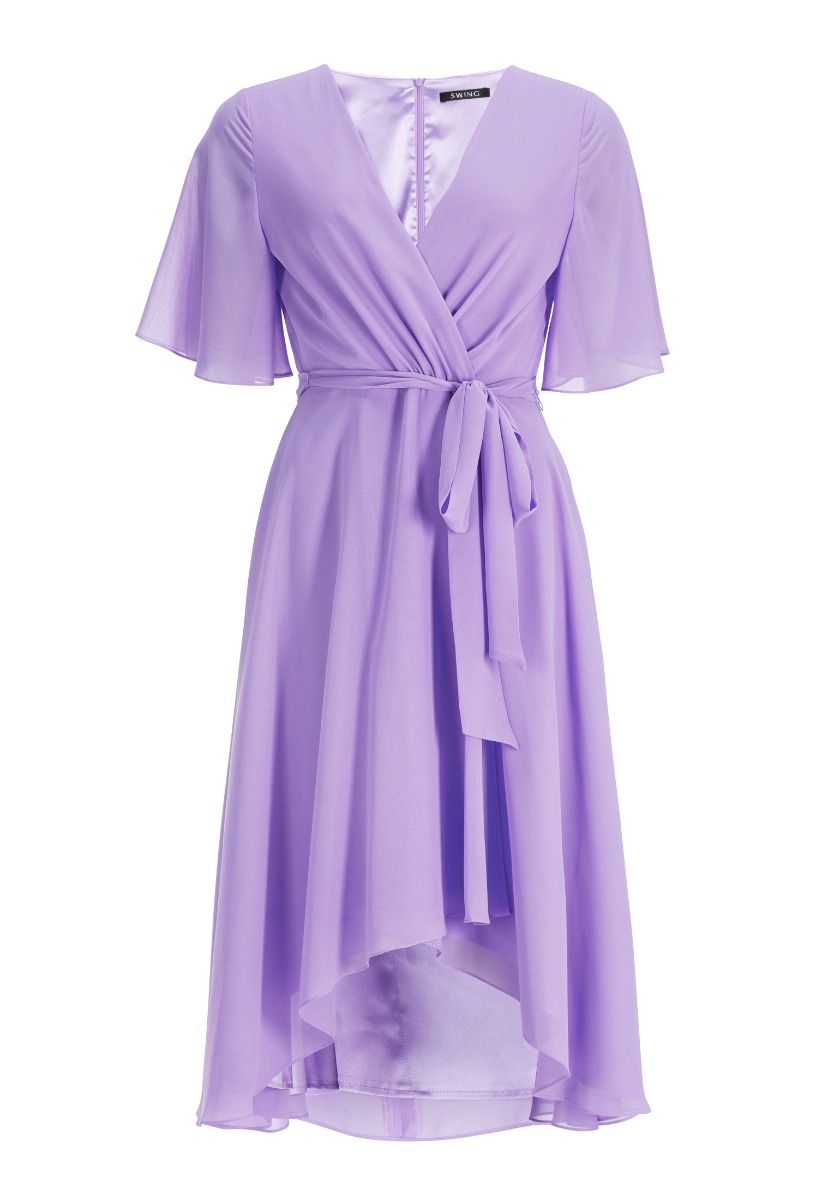 "Shop nu de stijlvolle lila Swing dames jurk van polyester | Swing merk"